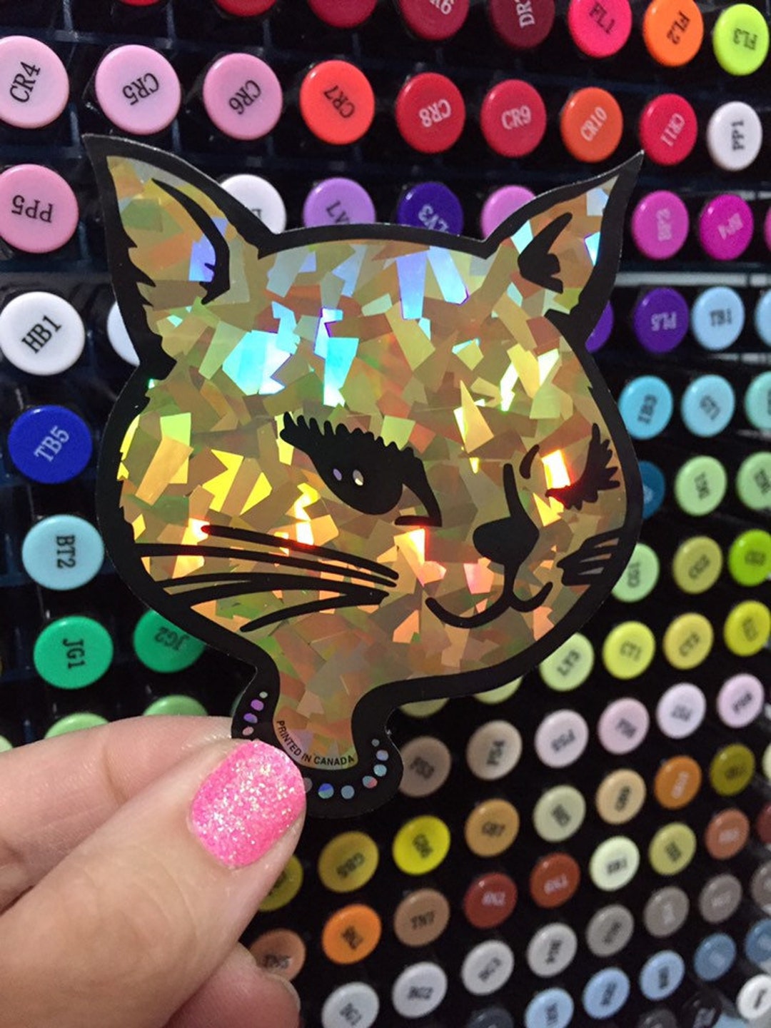 Rare Gold Prismatic Winking Cat - Vintage Vending Machine Sticker - Etsy