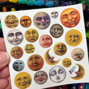 Man in the Moon Faces Stickers Sheet - Etsy