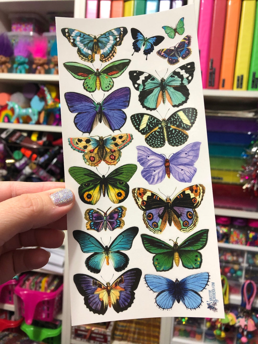 Blue Teal Butterfly Moth Stickers Sheet - Etsy