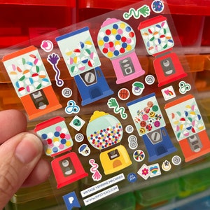 Gumball Machine Retro Vending Quarter Stickers - Etsy