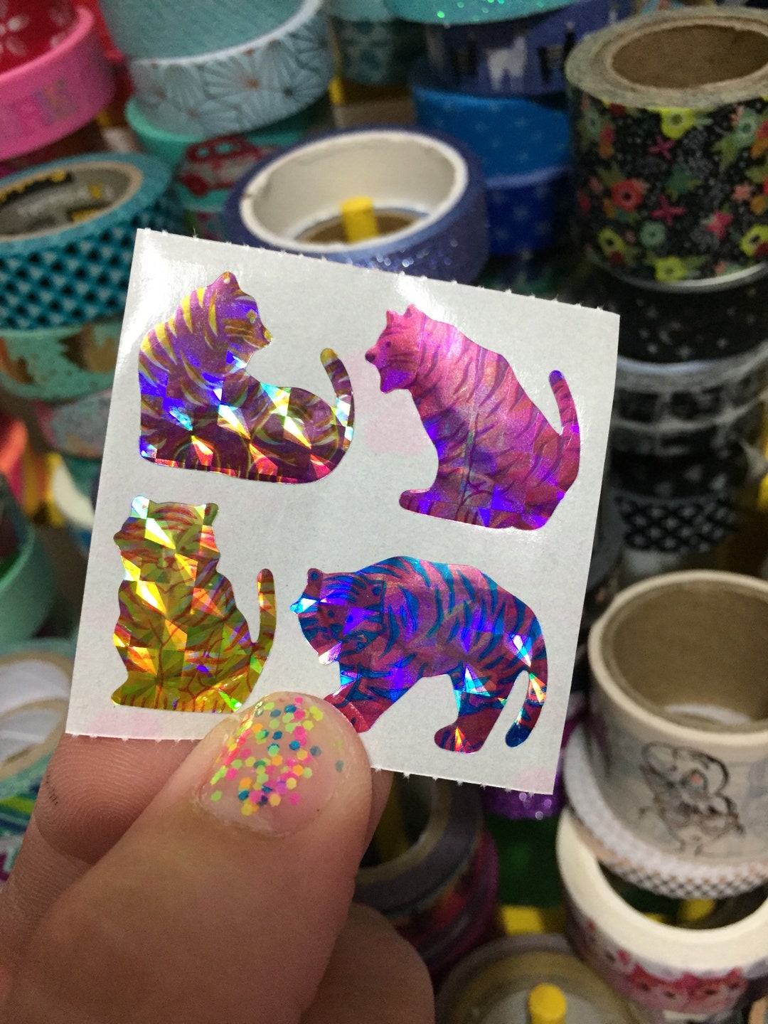 Vintage Sparkle Prismatic Rainbow Tiger Stickers Great 7 Seven - Etsy