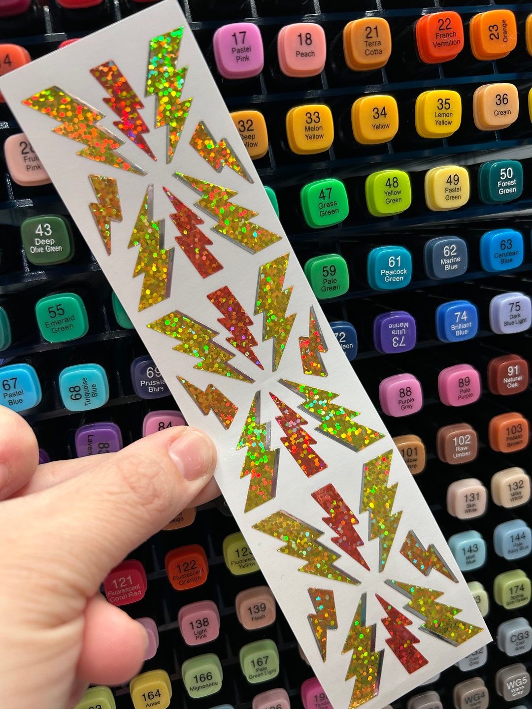 Rainbow Sparkle Glitter Lightning Bolt Stickers - Etsy