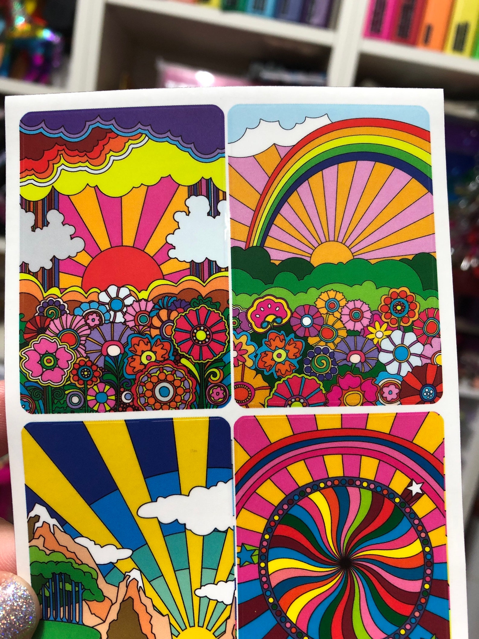 Retro Groovy Rainbow Stickers Sheet - Etsy