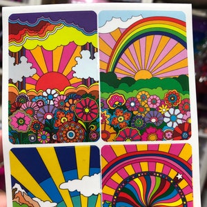 Retro Groovy Rainbow Stickers Sheet - Etsy