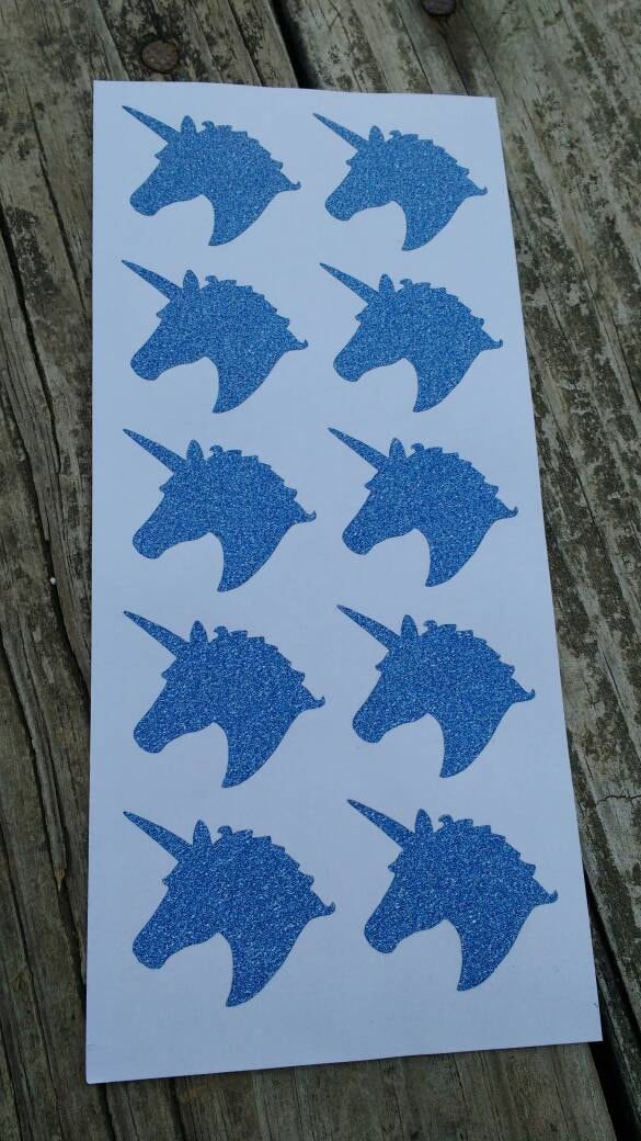 Blue Glitter Unicorn Stickers big Sheet - Etsy