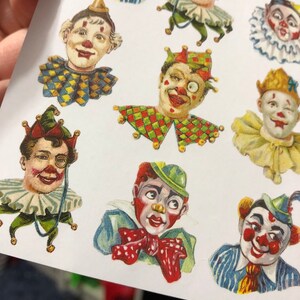Retro Clown Faces Stickers Sheet - Etsy