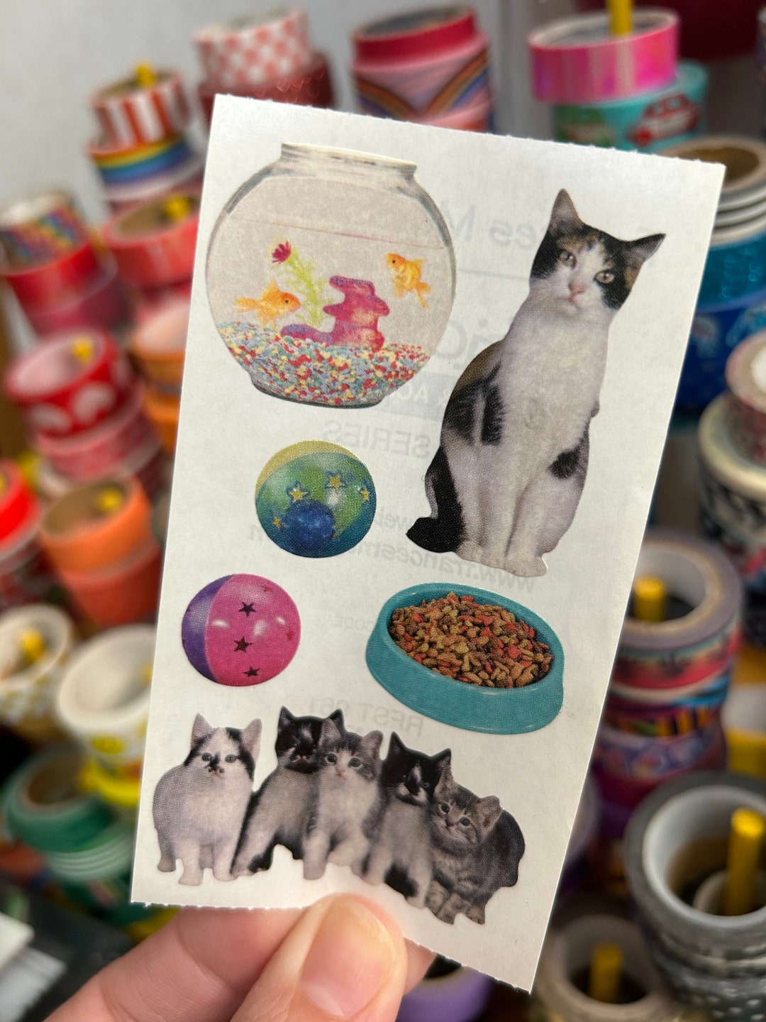 Vintage Kitten Cat Kitty Fishbowl Pet Stickers - Etsy