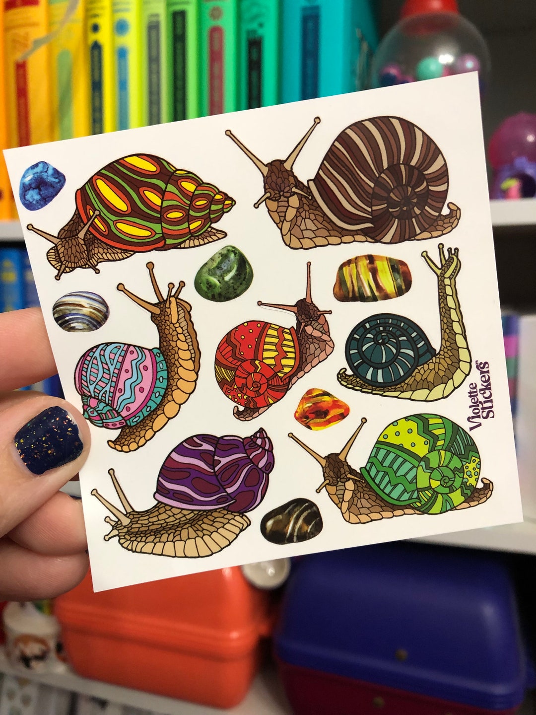 Rainbow Snail Stickers Sheet - Etsy