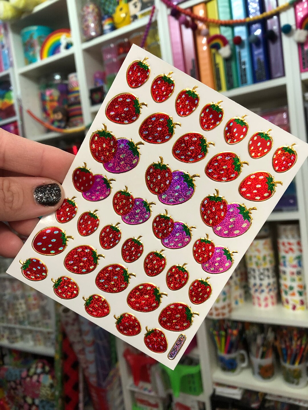 Gold Sparkle Glitter Prismatic Strawberry Berry Stickers - Etsy