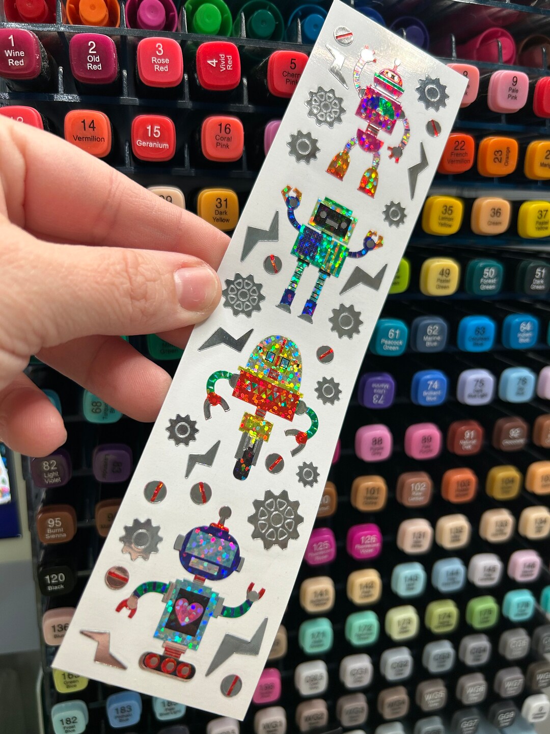 Rainbow Sparkle Glitter Robot Stickers - Etsy