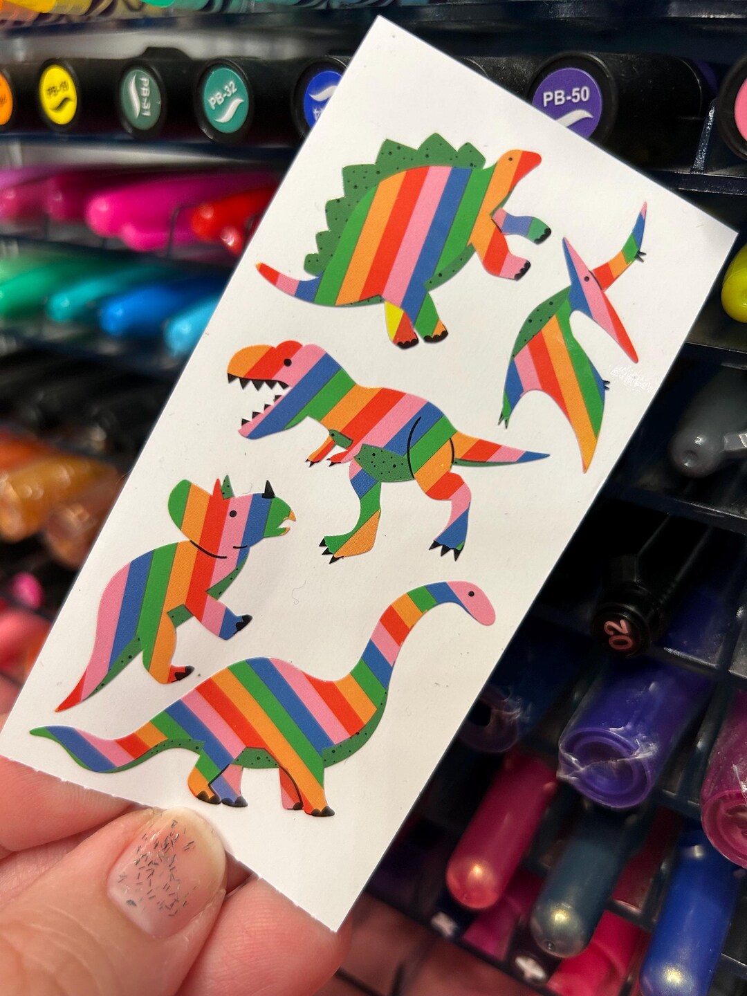 Shiny Rainbow Prehistoric Dinosaur Stickers - Etsy