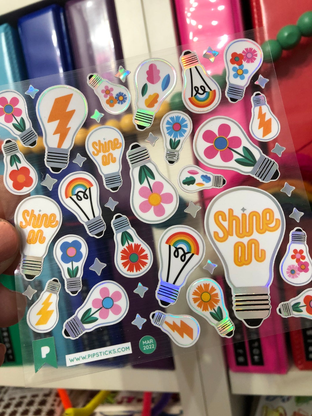 Happy Lightbulb Light Bulb Stickers Holographic - Etsy