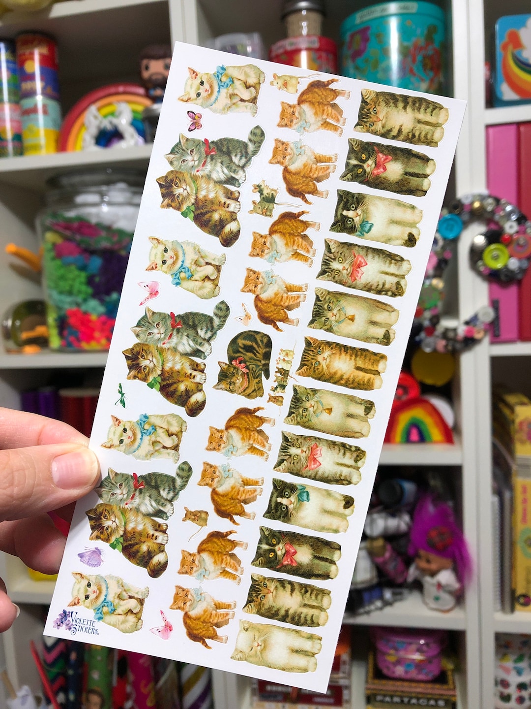 Pretty Kitty Cat Stickers Sheet - Etsy