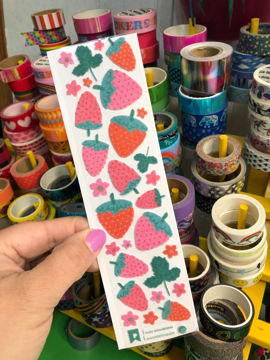 Fuzzy Strawberry Stickers Flocked - Etsy