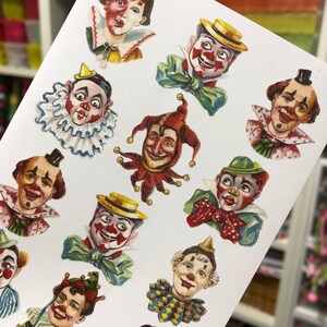Retro Clown Faces Stickers Sheet - Etsy