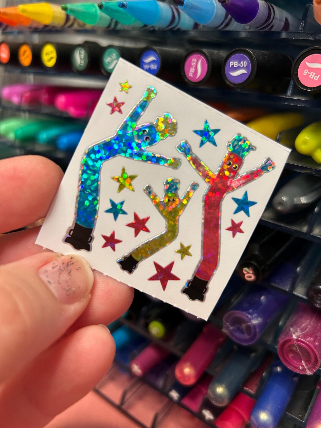 Sparkle Prismatic Wacky Wavy Arm Man Stickers - Etsy
