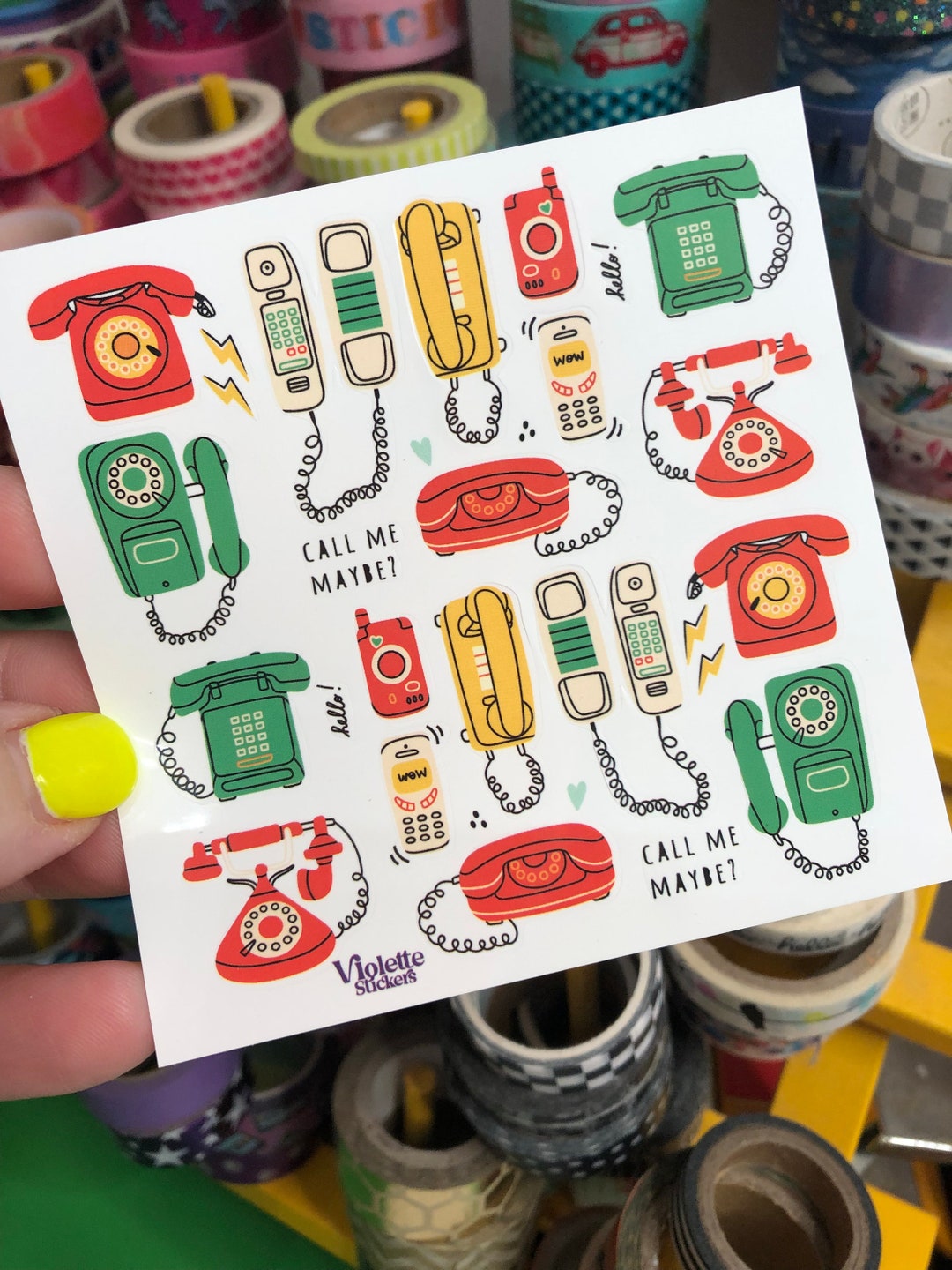 Retro Telephone Stickers Sheet Rotary Dial Cordless Call Me Phone - Etsy