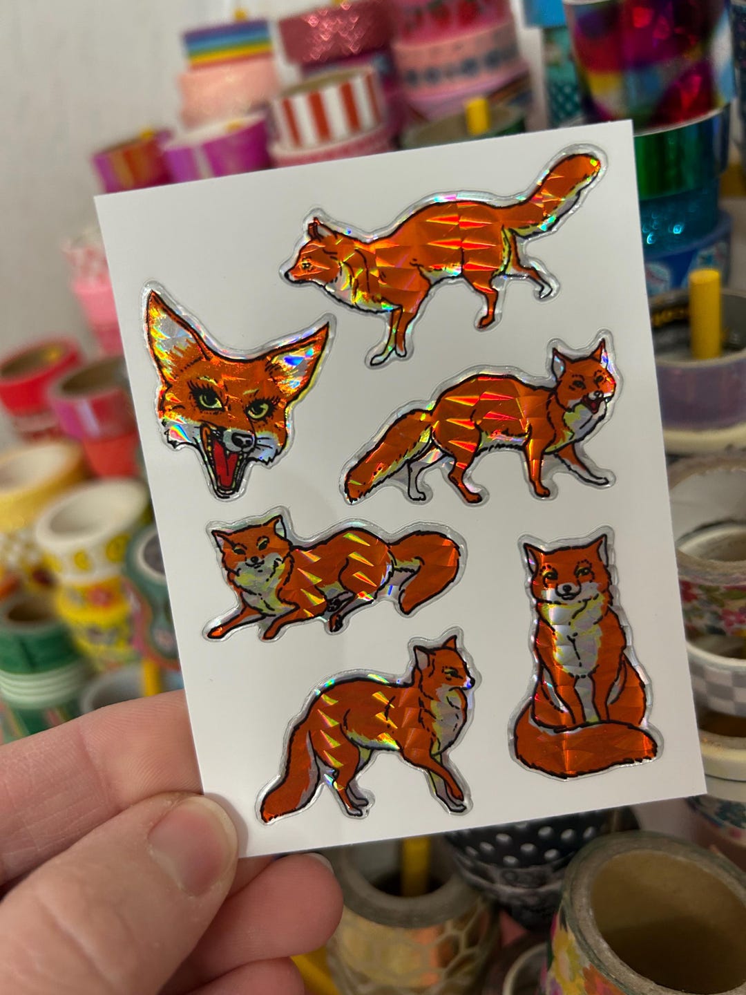 Vintage Prismatic Fox Stickers - Sparkle Prism - Etsy
