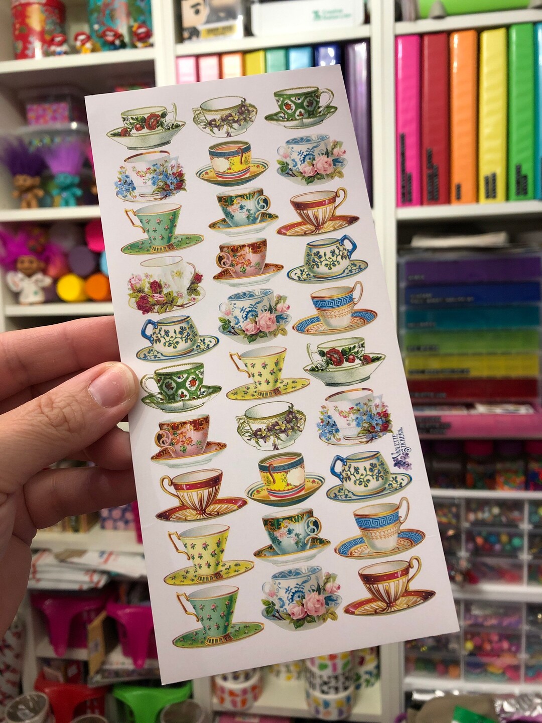 Tea Cups and Saucer Stickers Sheet Tea Party - Etsy