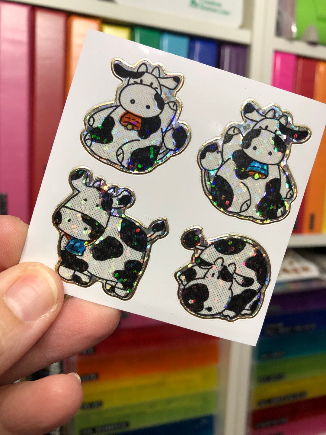 Vintage Moo Cow Stickers - Sparkle Prism - Etsy