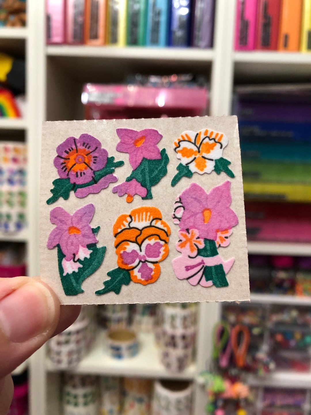 Vintage Fuzzy Pansy Flower Stickers - Etsy