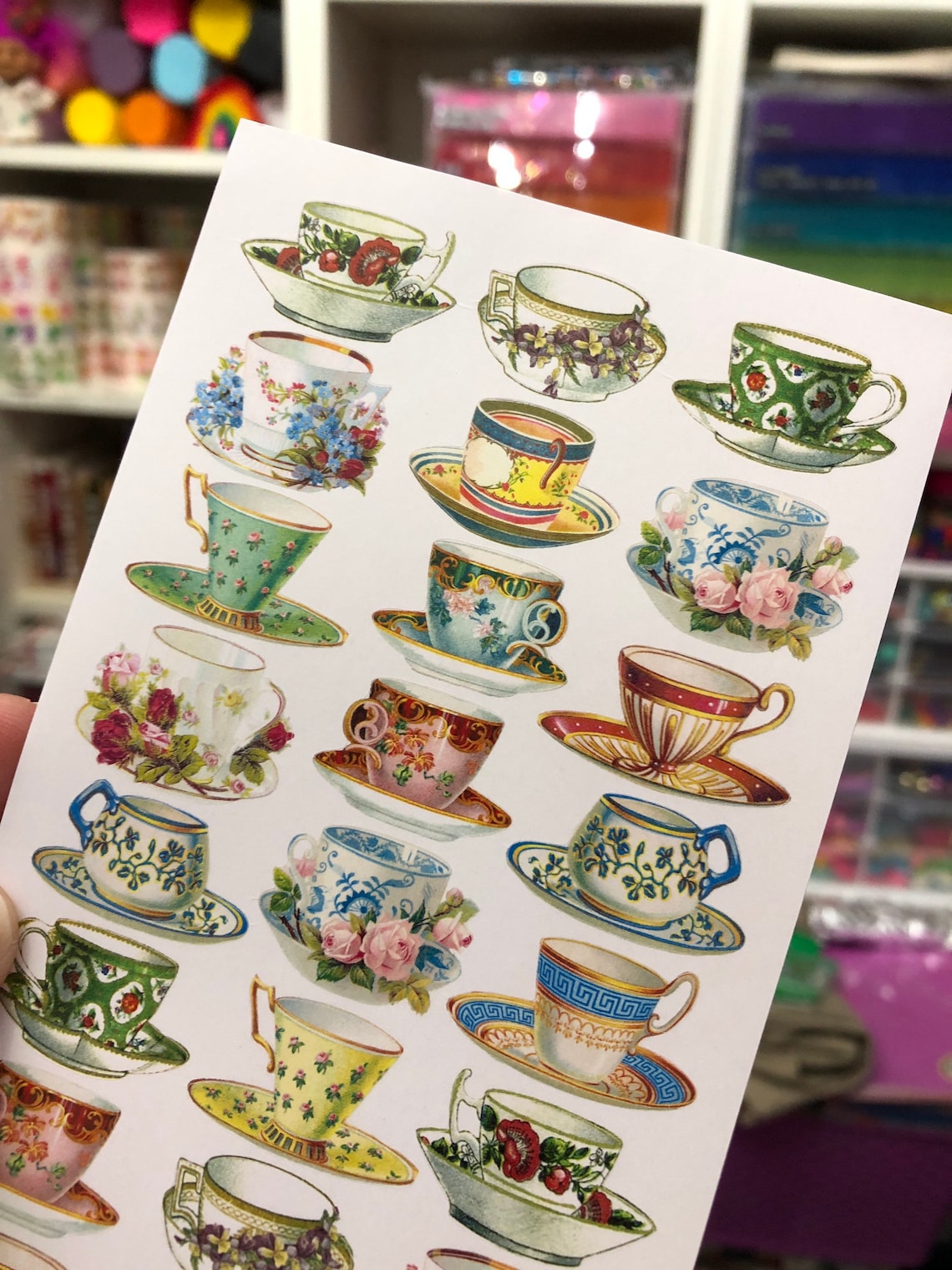 Tea Cups and Saucer Stickers Sheet Tea Party - Etsy