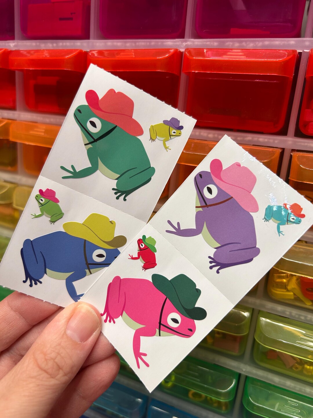 Set of 4 Shiny Cowboy Western Frog Stickers - Etsy