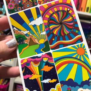 Retro Groovy Rainbow Stickers Sheet - Etsy