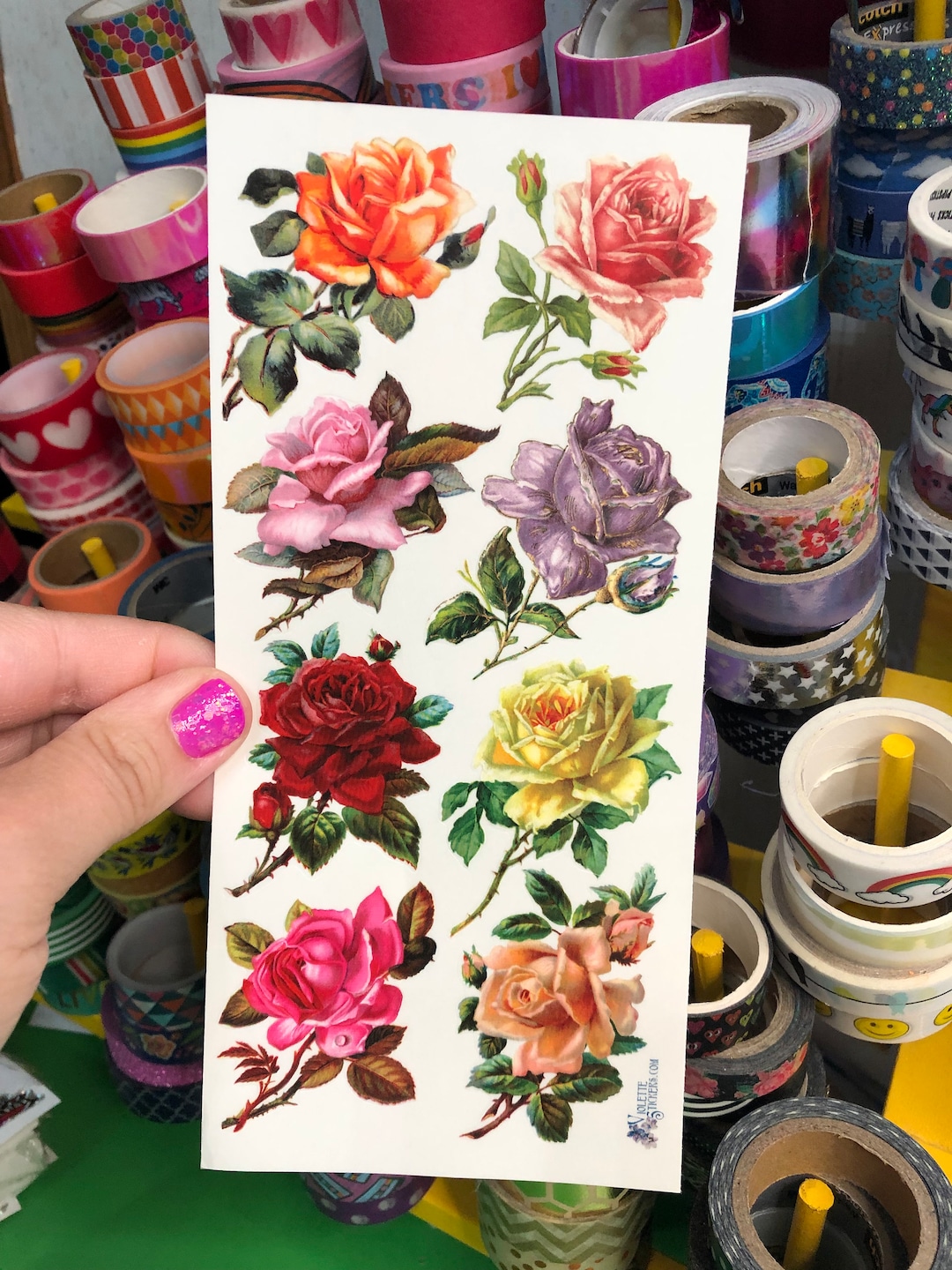 Huge Rose Rosebud Flower Stickers Sheet - Etsy