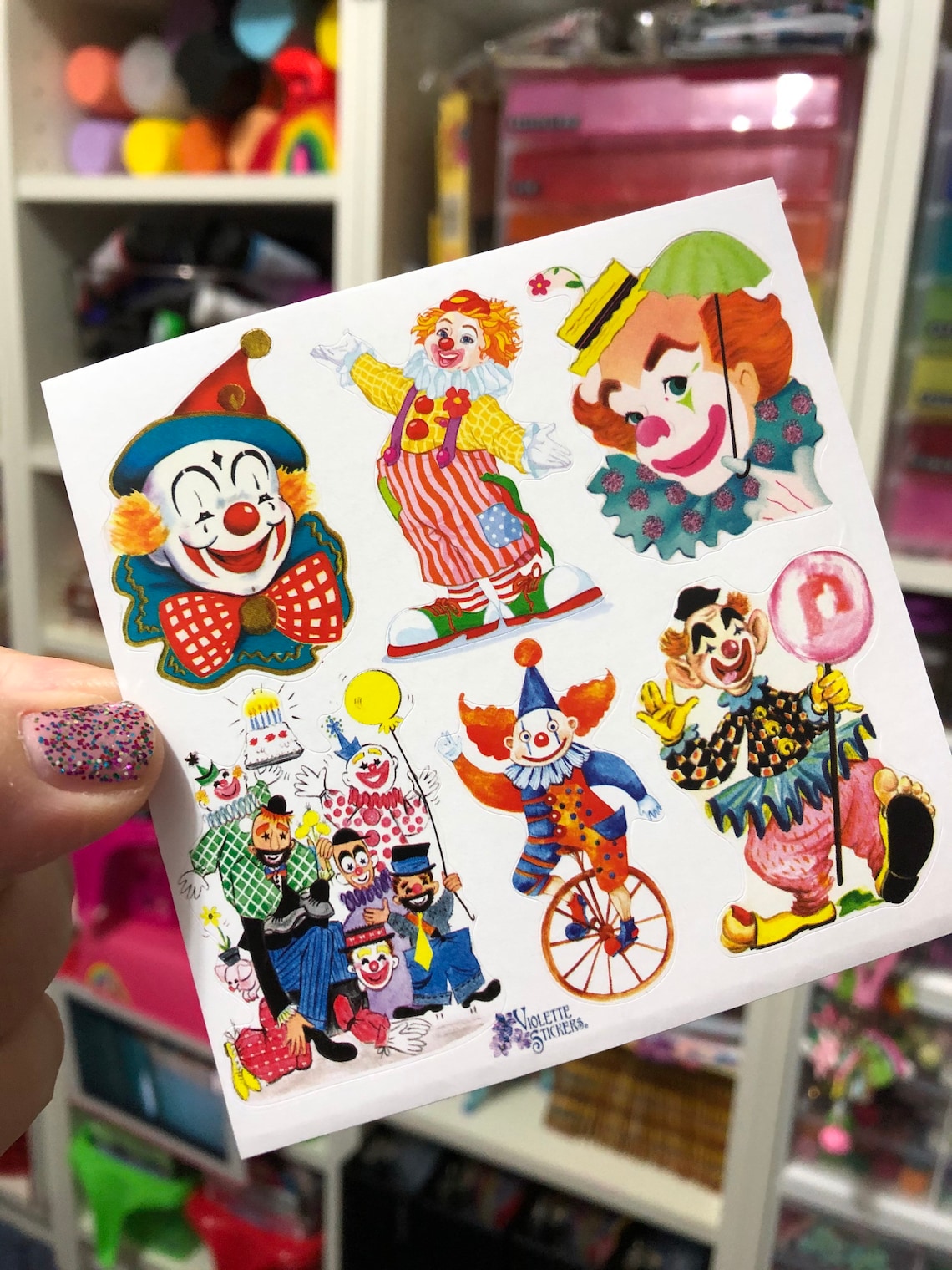 Retro Clown Stickers Sheet - Etsy