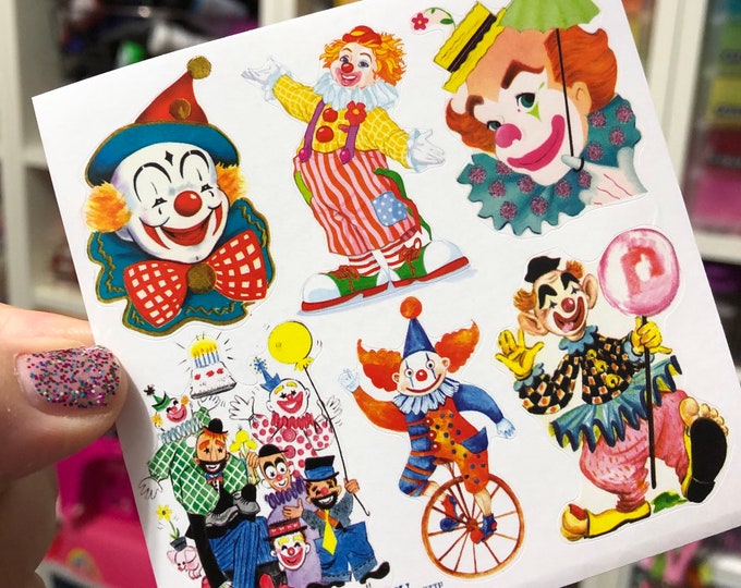 Retro Clown Stickers Sheet - Etsy