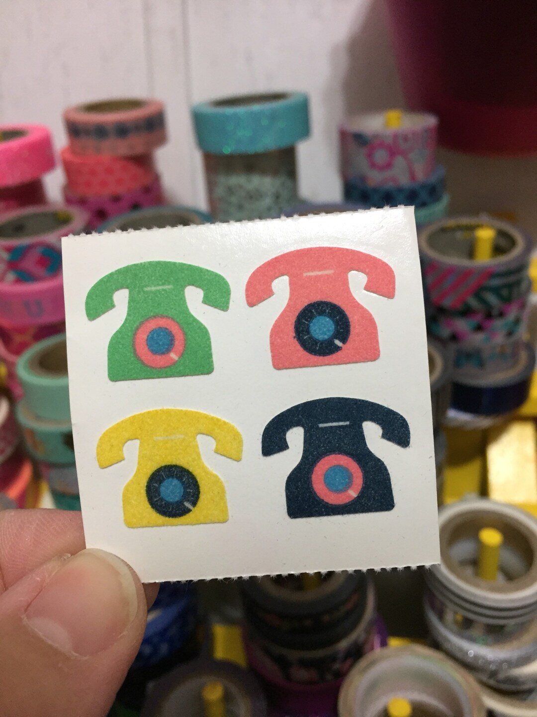 Vintage Fuzzy Retro Rotary Telephone Phone Stickers Great 7 Seven - Etsy