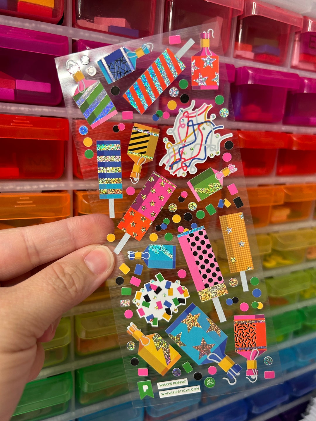 Sheet of Sparkly Party Popper Cracker Stickers - Etsy