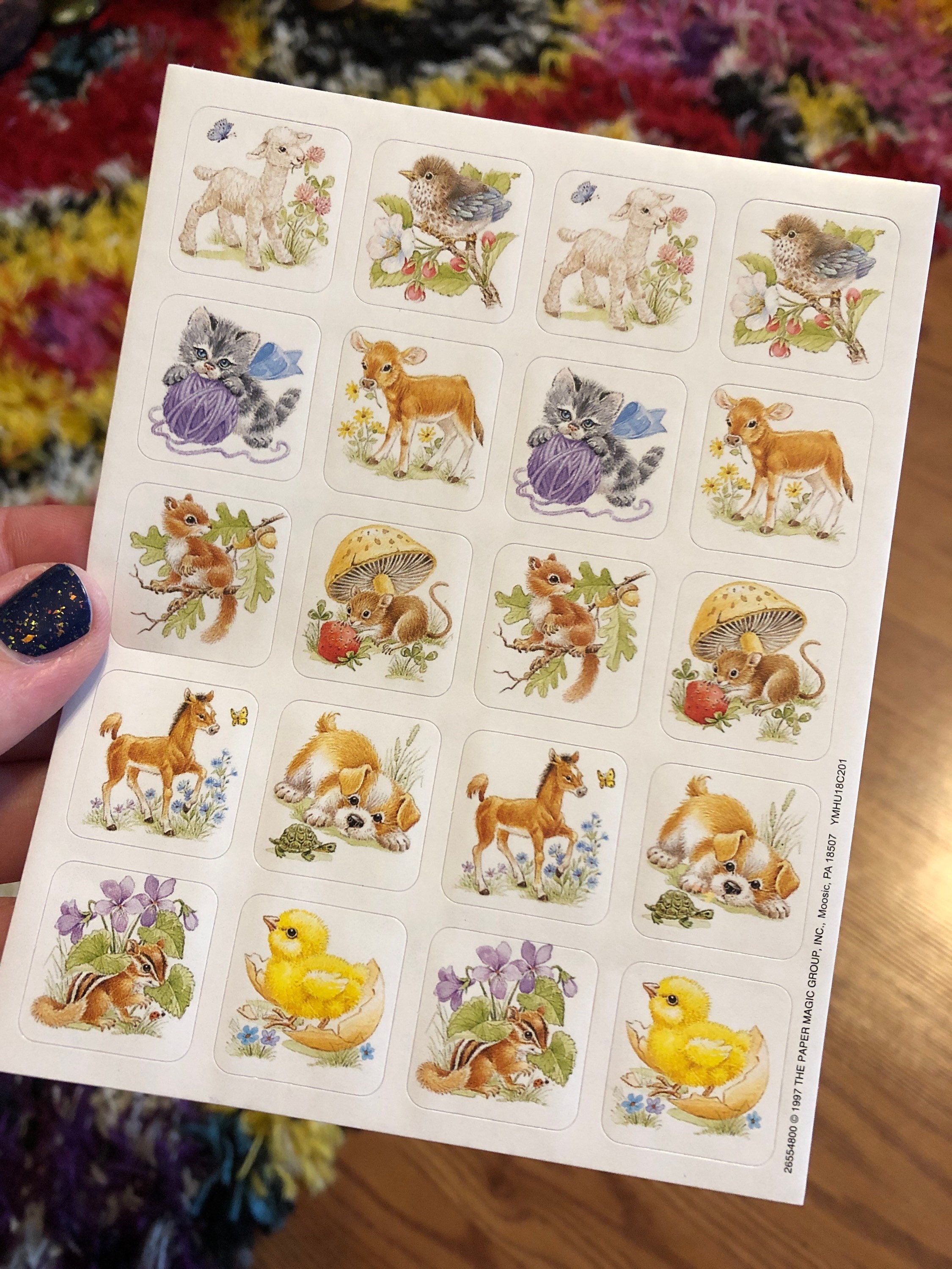 Full Sheet of Vintage Baby Animal Stickers | Etsy