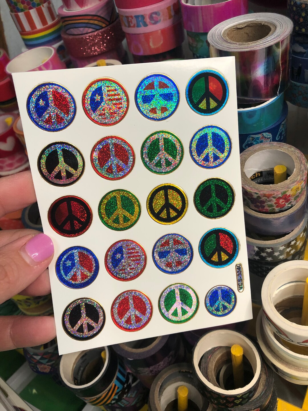 Gold Sparkle Glitter Prismatic Peace Sign Stickers - Etsy