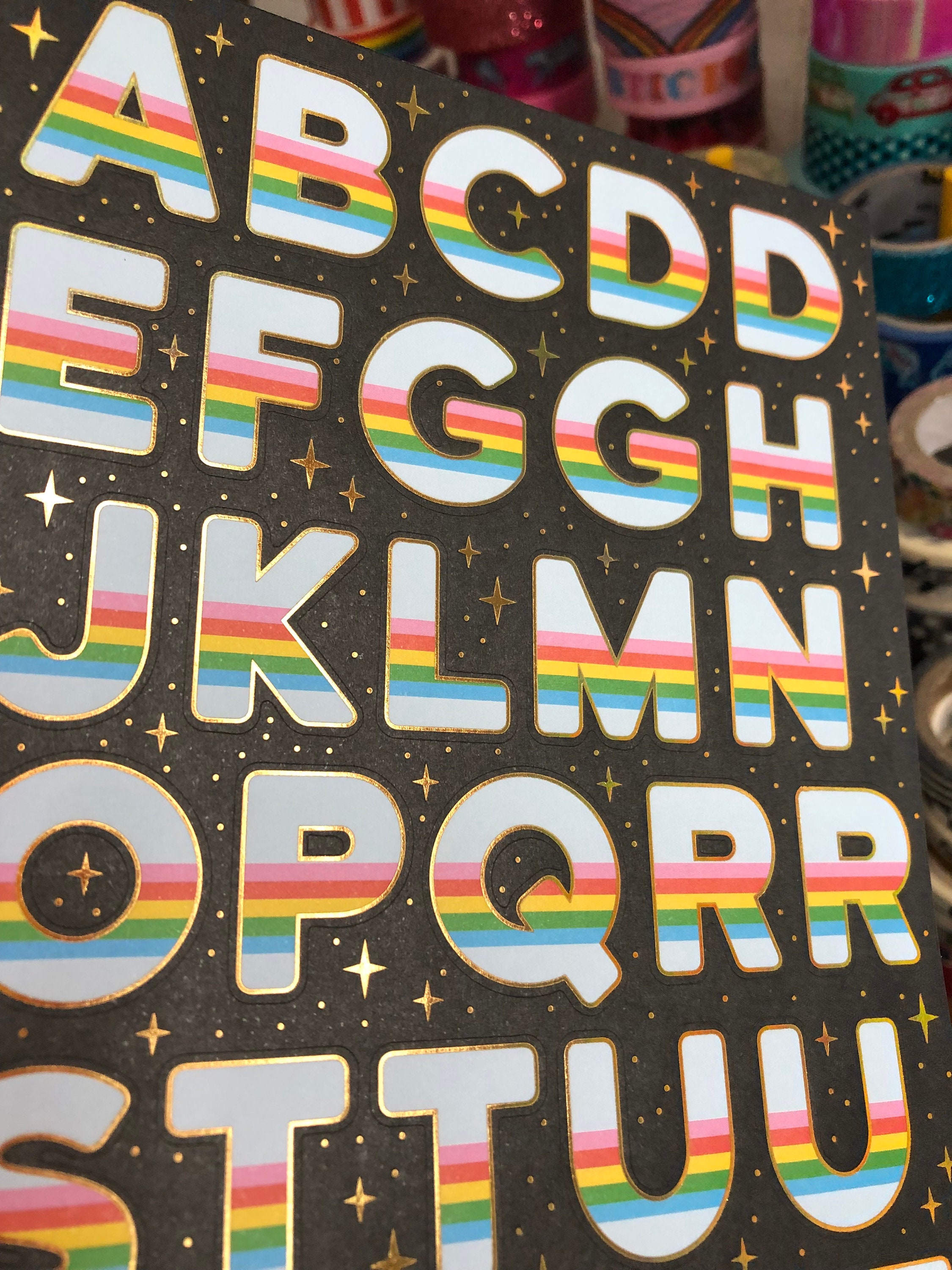 Big Sheet of Retro Rainbow Stripe Alphabet Alpha Letter Stickers - Etsy