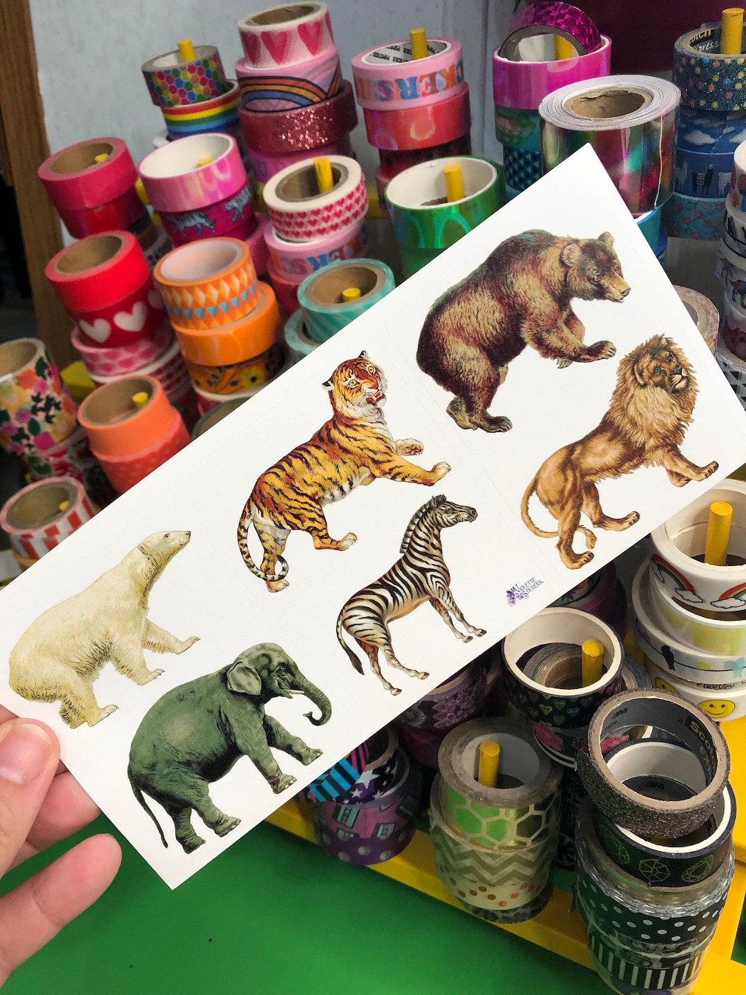 Big Animals Stickers Sheet Polar Bear Lion Tiger Zebra Elephant - Etsy