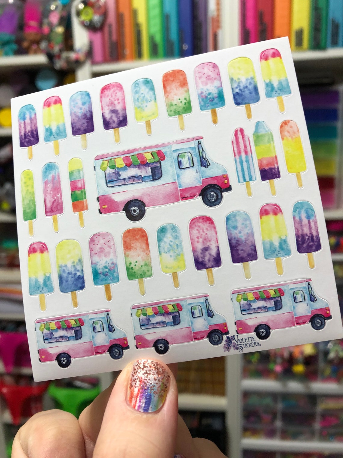 Popsicle Ice Cream Truck Stickers Sheet | Etsy