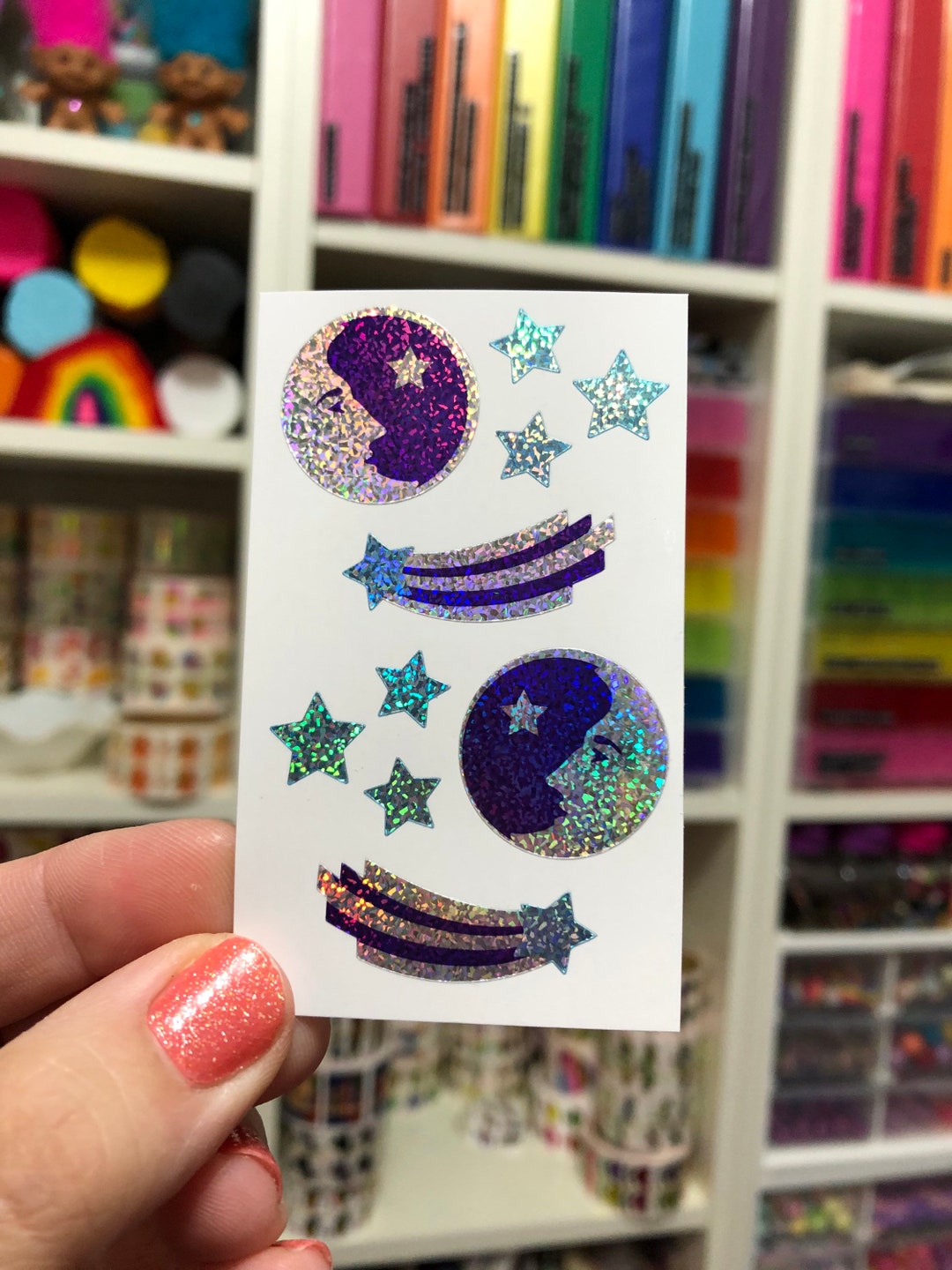 Limited Edition Sparkle Moon Star Space Stickers Mrs Grossmans - Etsy