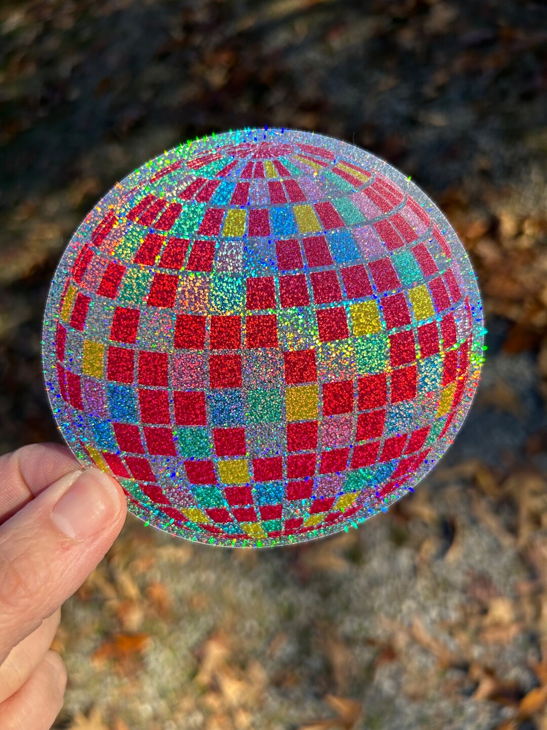 Big Glitter Rainbow Disco Ball Sticker - Etsy