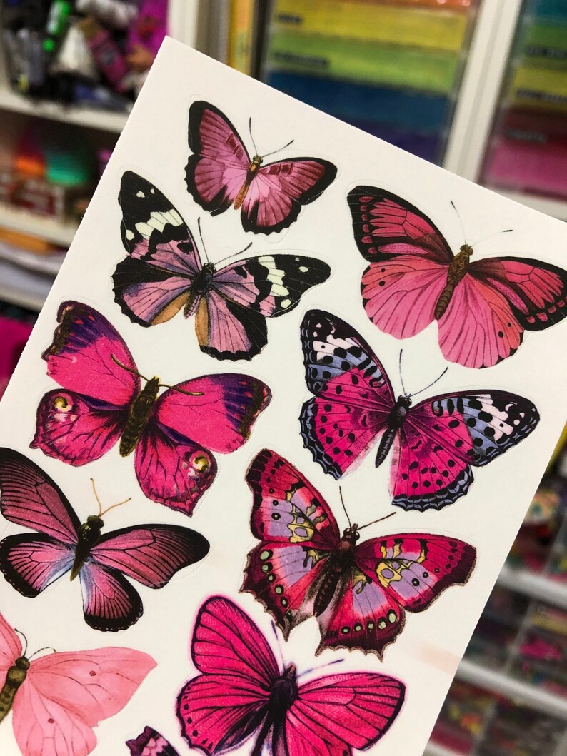Pink Butterfly Moth Stickers Sheet | Etsy