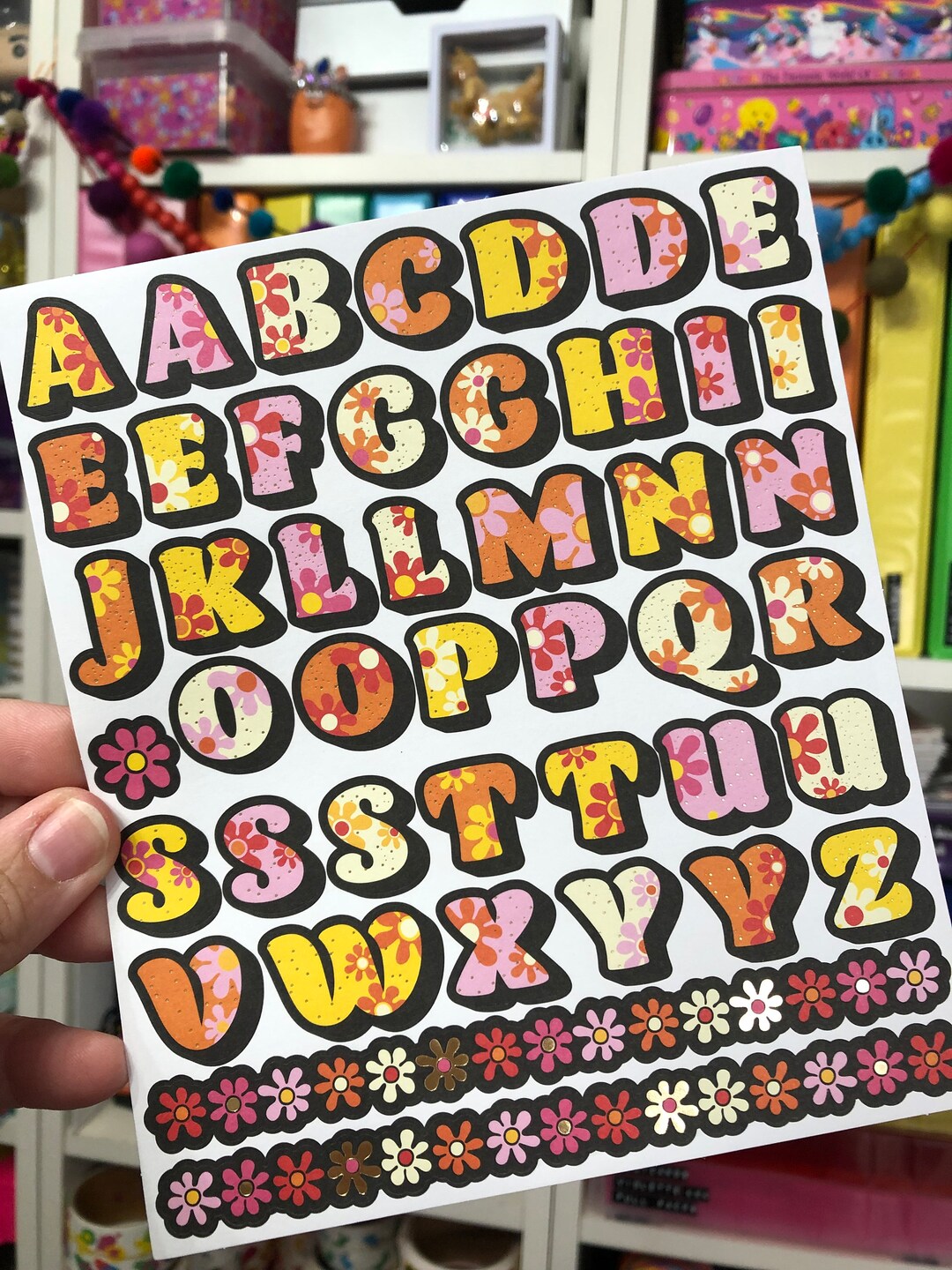 Big Sheet of Groovy Flower Power Alphabet Alpha Letter Stickers - Etsy