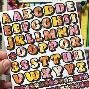 Big Sheet of Groovy Flower Power Alphabet Alpha Letter Stickers - Etsy