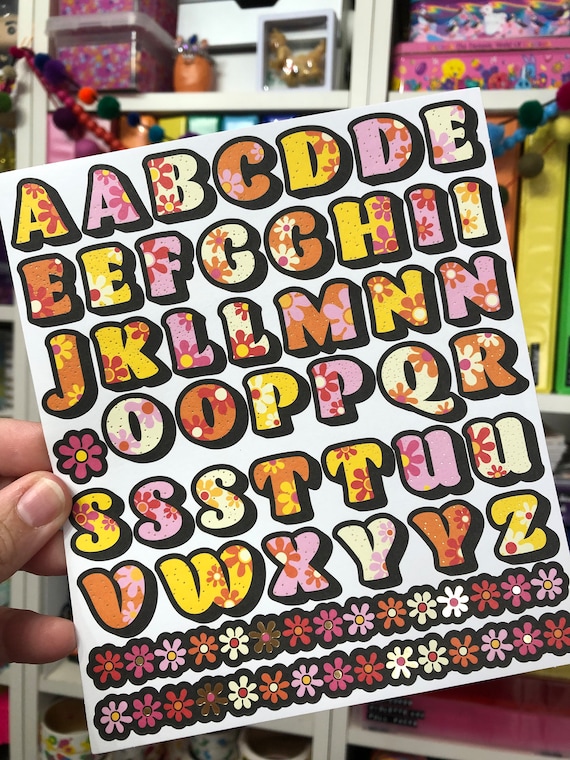 Big Sheet of Groovy Flower Power Alphabet Alpha Letter - Etsy