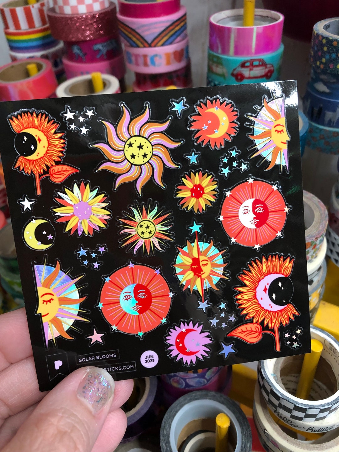 Celestial Sunshine Sun Moon Stickers Holographic - Etsy