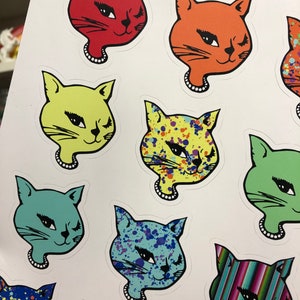 Huge Sheet of Retro Winking Cats Stickers Rainbow Assortment - Etsy