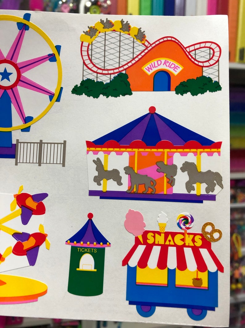 Big Sheet of Vintage Carnival Rides Stickers Roller Coaster | Etsy