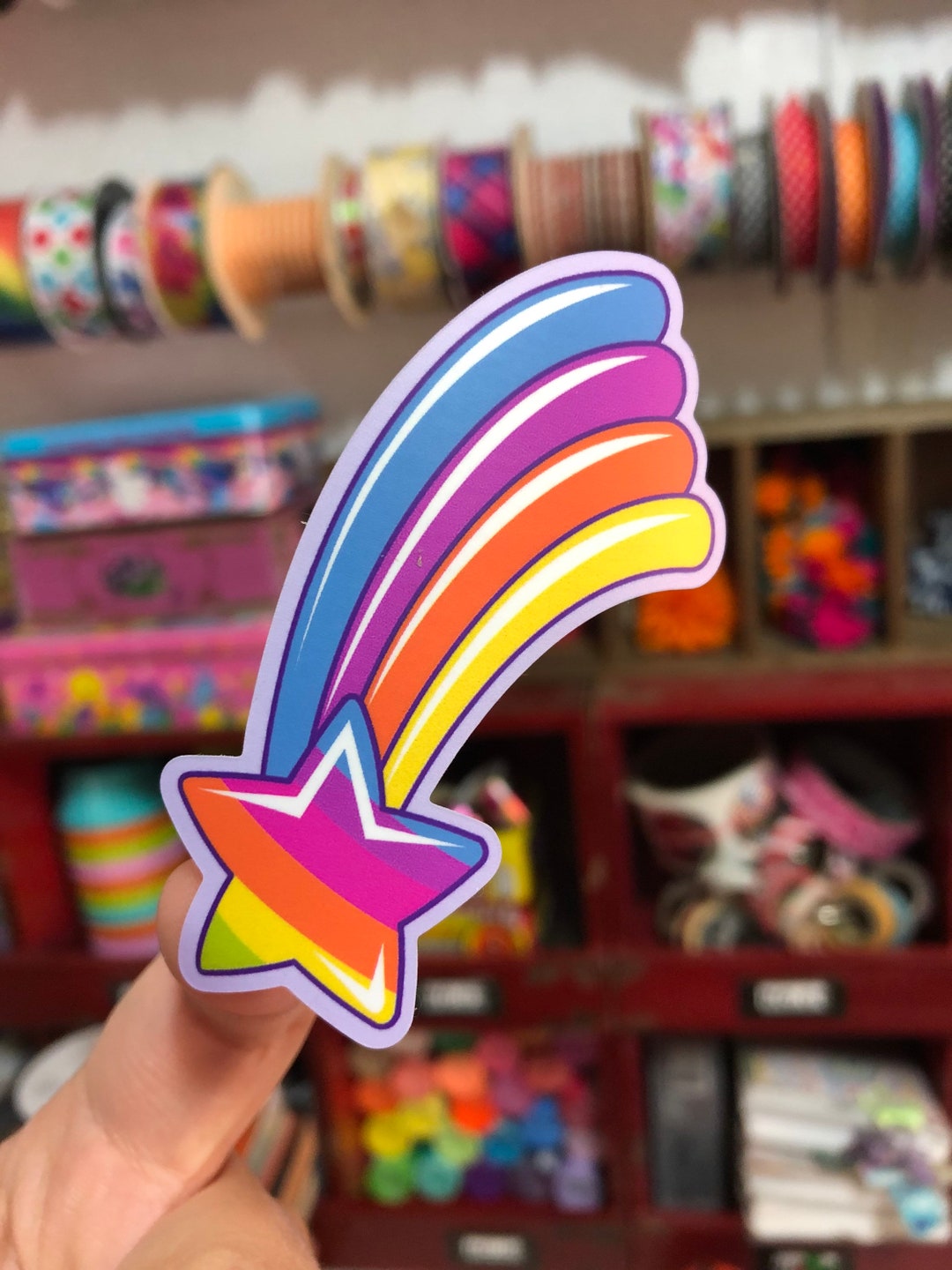 Retro Rainbow Shooting Star Comet Sticker Vinyl - Etsy