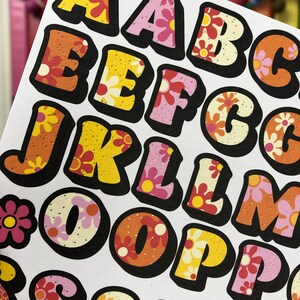 Big Sheet of Groovy Flower Power Alphabet Alpha Letter Stickers - Etsy