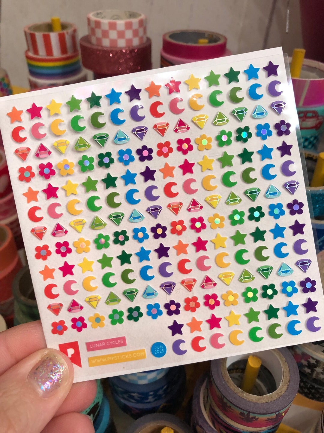 Mini Crystal Moon Star Flower Power Micro Stickers Sheet - Etsy